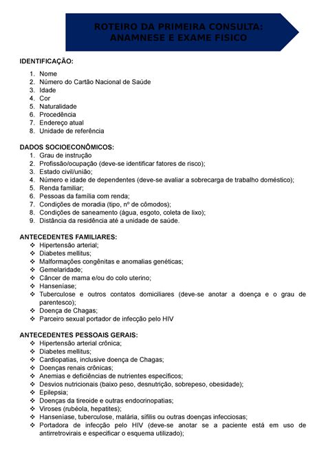 Roteiro DA Primeira Consulta no pré natal IDENTIFICAÇÃO Nome Número