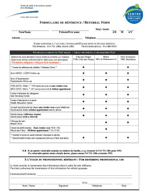 Fillable Online Csssdelamontagne Qc Formulaire De R F Rence G N Ral