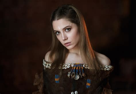Women Ksenia Kokoreva Bare Shoulders Maxim Maximov Face Portrait