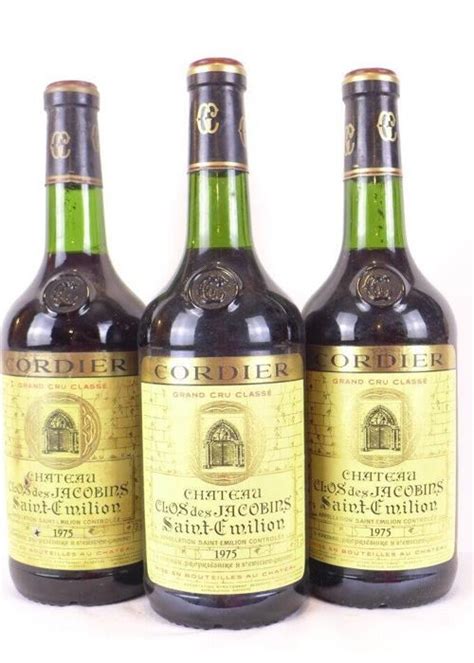 Vin rouge lot de 3 bouteilles saint émilion château clos des jacobins