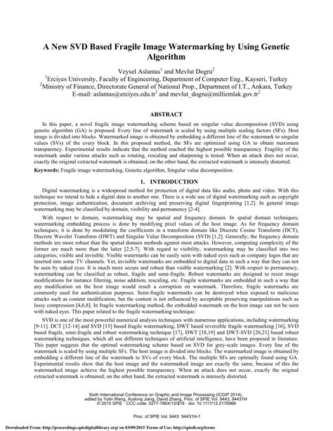 pdf a new svd based fragile image watermarking by using genetic algorithm