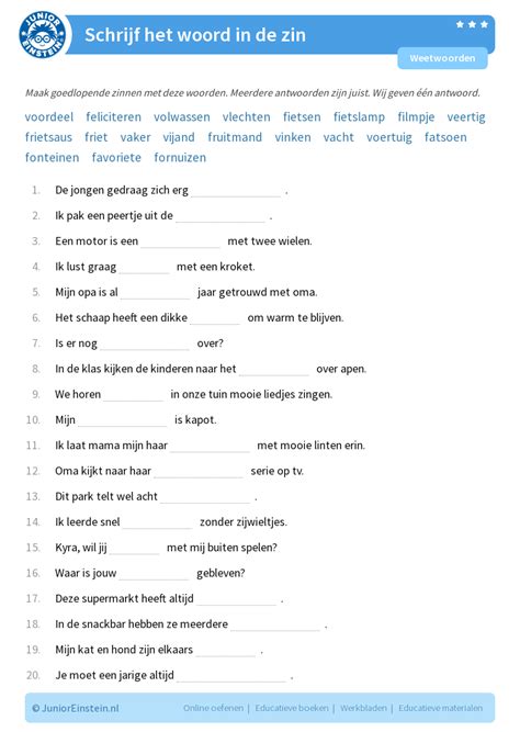 Werkbladen Weetwoorden Schrijf Je V Of F