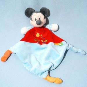 sos doudou Mickey Disney Nicotoy Simba carré plat rouge et bleu