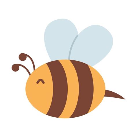 Vector Illustration Of Cute Bee Honey Bee In Flat Design Spring