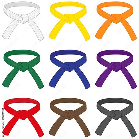 Vettoriale Stock Martial Arts Belts With Different Rank Colors Karate