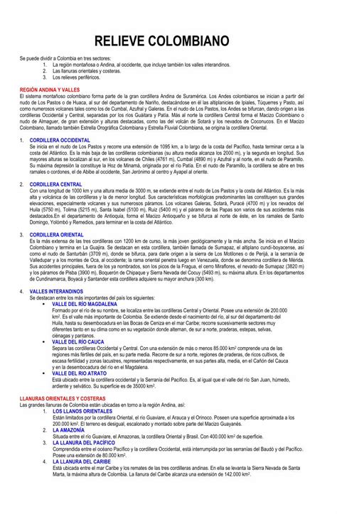 PDF RELIEVE COLOMBIANO Lo Que Aprendo En El Liceo ACCIDENTES