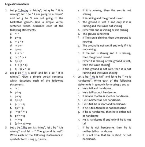 solved logical connectives 1 let p today is friday let q be it is 1 answer