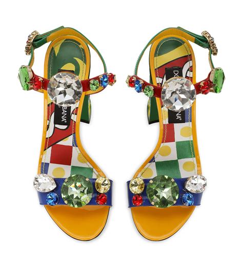 Dolce Gabbana Leather Embellished Heeled Sandals 105 Harrods US
