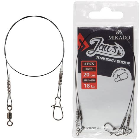 Przypon tytanowy Mikado Jaws 20 cm 18 kg z agrafką predator snap 2