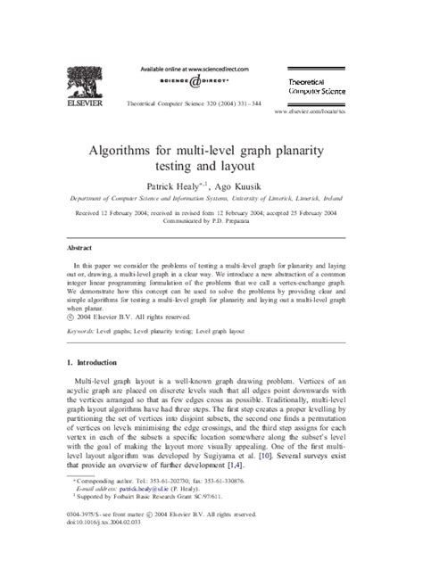 pdf algorithms for multi level graph planarity testing and layout ago kuusik