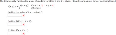 solved the joint density function for a pair of random