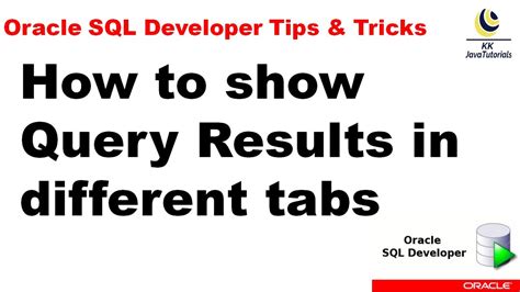 How To Show Query Results In Different Tabs Oracle SQL Developer