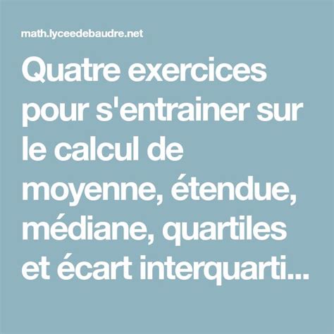 Quatre Exercices Pour S Entrainer Sur Le Calcul De Moyenne Tendue