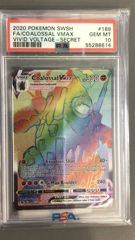 2020 Pokemon Sword Shield Vivid Voltage 189 Full Art Coalossal Vmax