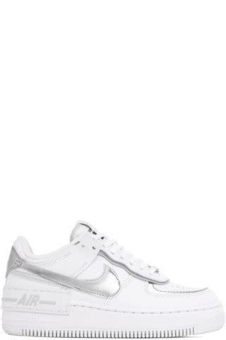 Nike White Silver Air Force Shadow Sneakers Ssense