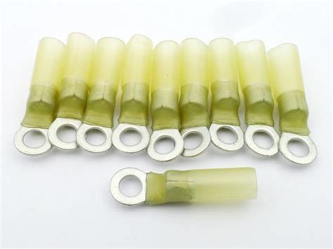 5 3mm Yellow Heat Shrink Auto Cable Ring Terminal 10 Pack