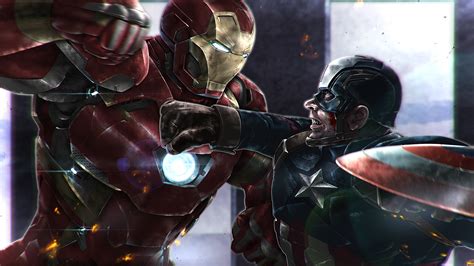 Marvel Captain America Vs Iron Man Wallpaper