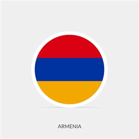 Icono De Bandera Redonda De Armenia Con Sombra Vector Premium