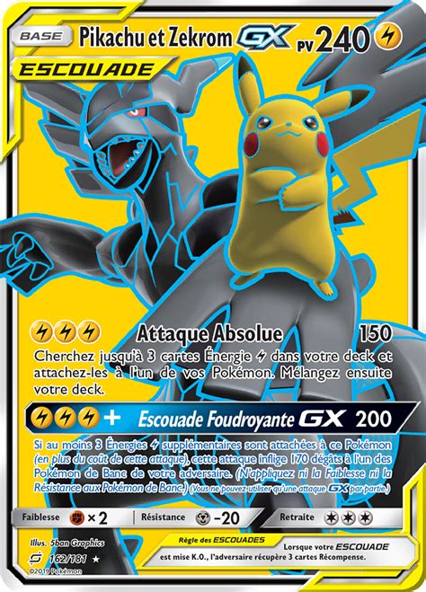 Pikachu et Zekrom GX Soleil et Lune Duo de Choc 162 Poképédia