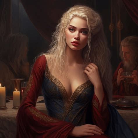 Premium Ai Image A Painting Of A Woman In A Red Dress With A Long Hair