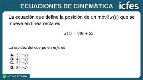 ICFES 2024 ECUACIONES DE CINEMÁTICA YouTube