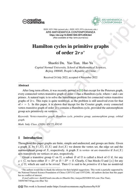 [pdf] hamilton cycles in primitive graphs of order 2rs