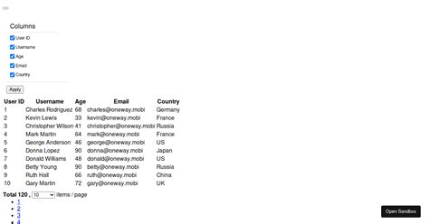 vue2 datatable component examples codesandbox