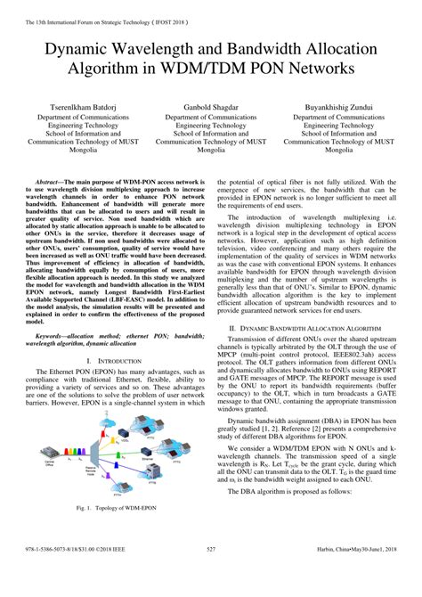 pdf dynamic wavelength and bandwidth allocation algorithm in wdm tdm pon networks