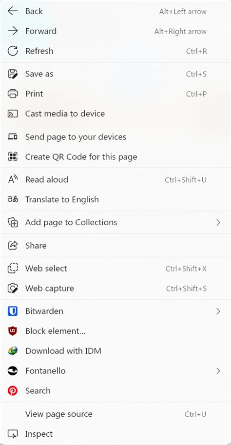 how to customize right click context menu r microsoftedge