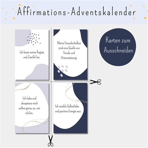 24 positive Affirmationen Karten für den Adventskalender Selbstfürsorge