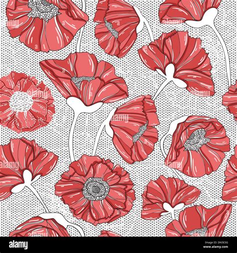 Seamless Floral Poppy Pattern Stock Vector Image Art Alamy
