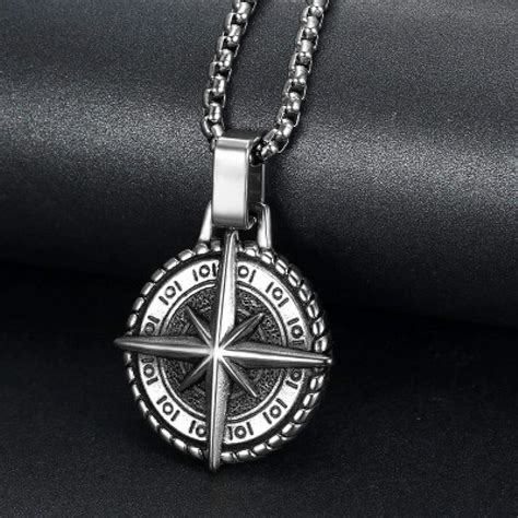 Collier Homme En Acier Inoxydable Pendentif Viking Collier Boussole