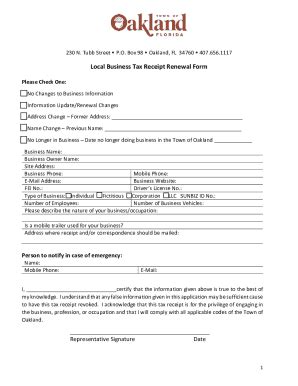 Fillable Online Local Business Tax Receipt Renewal Form Fax Email Print