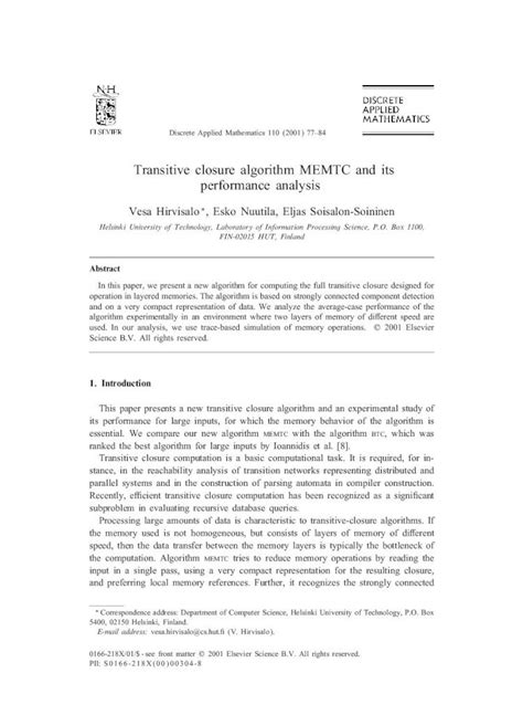 pdf transitive closure algorithm memtc and its performance analysis dokumen tips