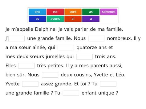 Ma Famille avoir être Missing word