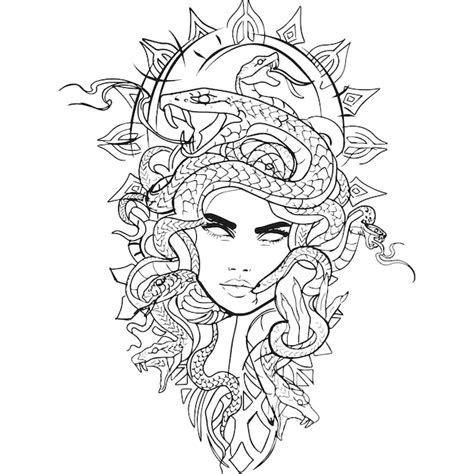 Medusa vector de mitología griega diseño de tatuaje Vector Premium
