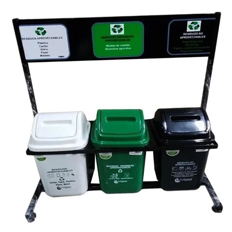 Punto ecológico de 10 litros de tres puestos caneca vaivén