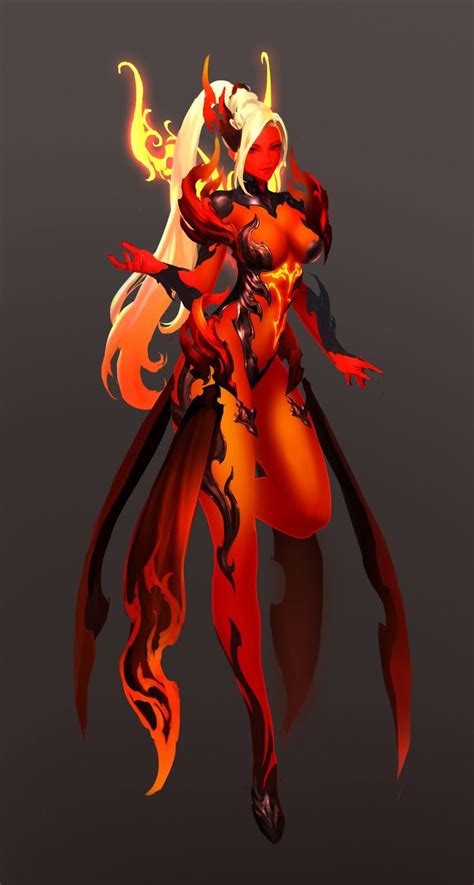 Aion Fire Form Female Dark Fantasy Art Concept Art Characters