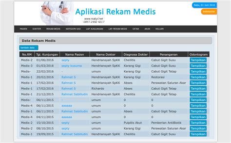 aplikasi rekam medis gigi berbasis web php and mysql download source code aplikasi gratis