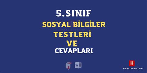 5 Sınıf Sosyal Bilgiler Testleri PDF İndir HangiSoru