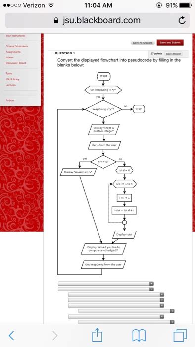 convert the flowchart into pseudocode by filling in