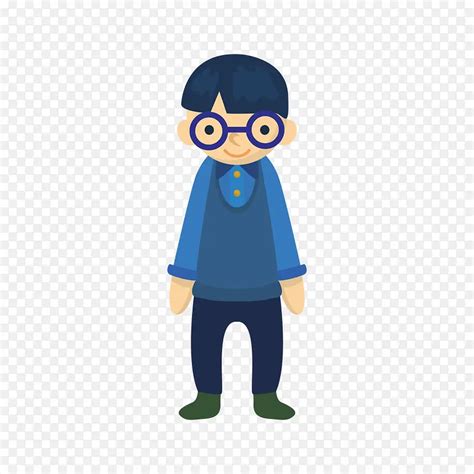 手绘卡通人物戴眼镜男学生PNG图片素材下载 图片编号qjevjvea 免抠素材网