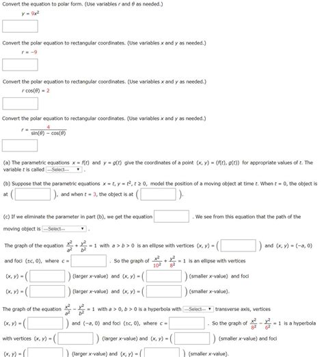 solved convert the equation to polar form use variables r