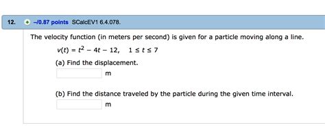 solved the velocity function in meters per second is given