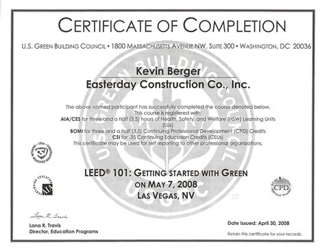 Construction Certificate Of Completion Template Word