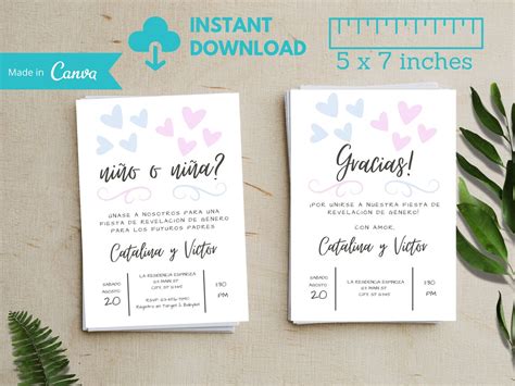 Spanish Gender Reveal Invitation Invitacion De Revelacion De Genero