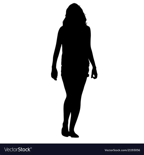 Black Silhouette Woman Standing People On White Vector Image