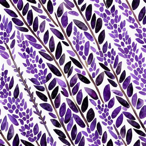 Lavanda Hojas Y Flores De Patrones Sin Fisuras Foto Premium