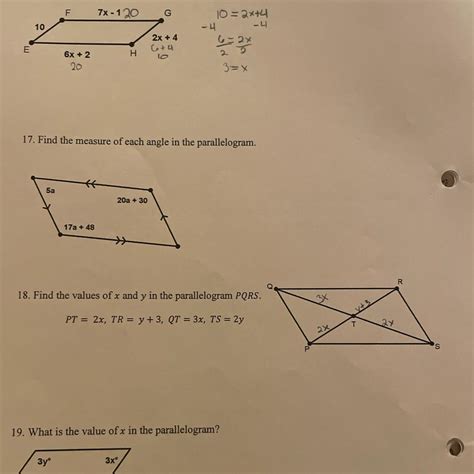 Find The Values Of X And Y In Parallelogram Pqrs SheakruwCross