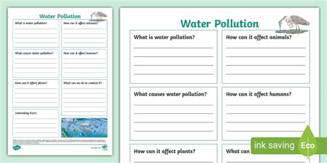 Water Pollution Fact File Template Water Pollution Twinkl